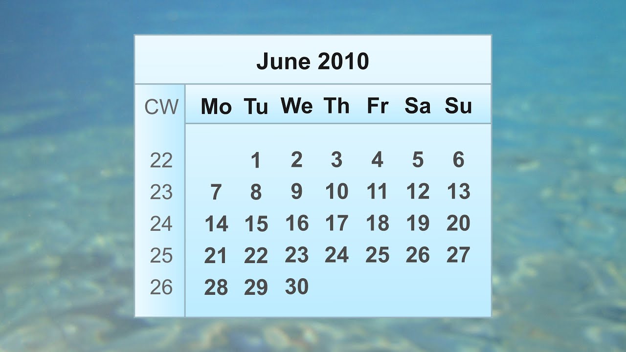 June 2010 Calendar