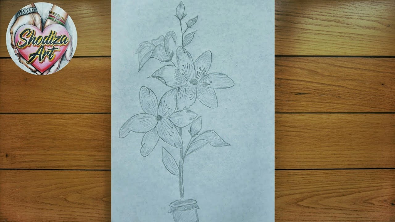 How to draw beautiful flower easy drawing | Step by Step Easy Pencil Drawing | For Beginners