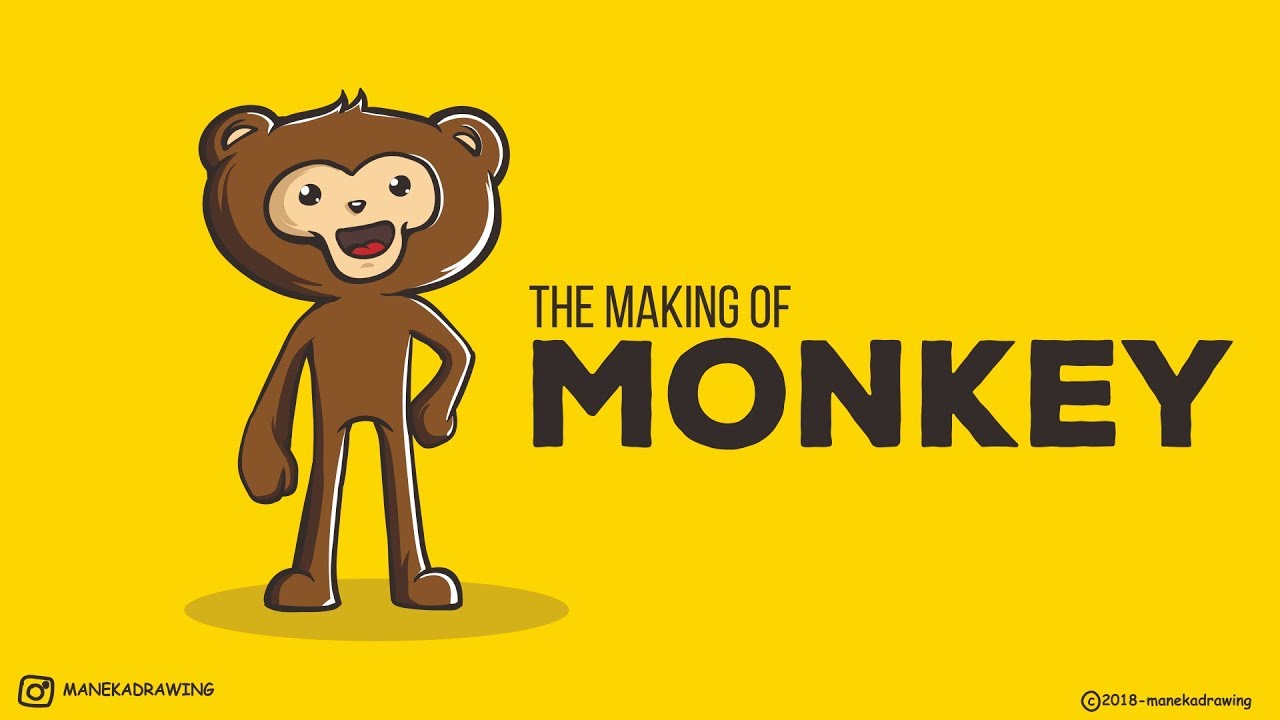 How to Draw Monkey in Adobe Illustrator Speed Drawing Tutorial