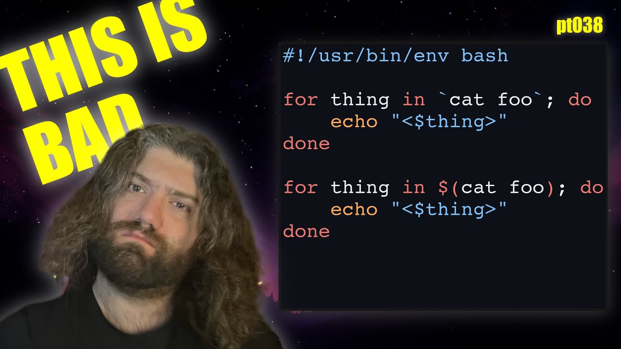 Proper `for` loops in Bash - `for` vs `while` loops - You Suck at Programming #038