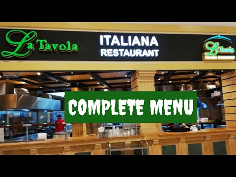 LA TAVOLA ITALIANA RESTAURANT AND PIZZARIA | COMPLETE MENU, OTHAIM MALL HOFUF, AL HASSA SAUDI ARABIA