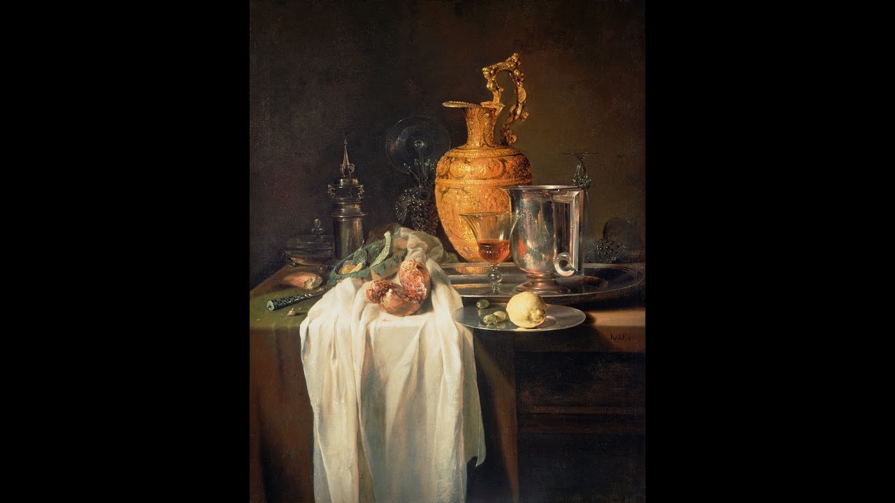 Broken Brush - Still Life with Ewer, Vessels and Pomegranate [Willem Kalf, c. 1645]