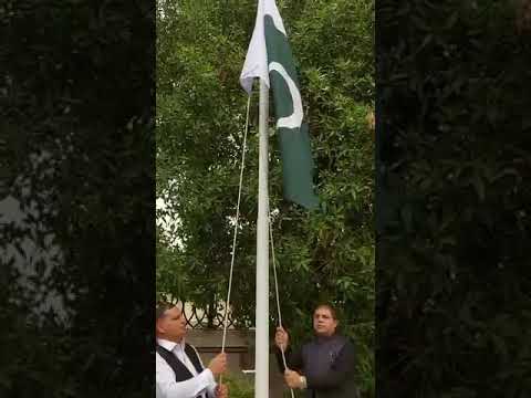 Flag hoisting at the Pakistan Consulate General Dubai to the tune of National Anthem 🇵🇰 #shorts