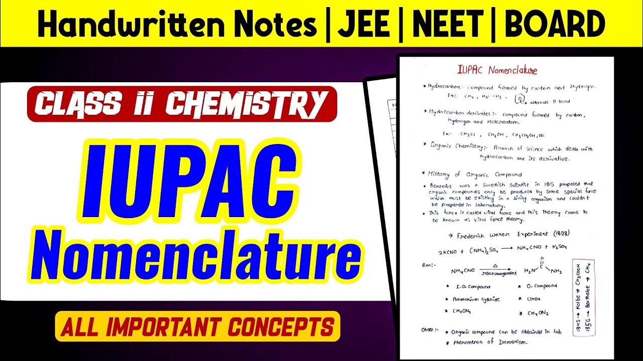 Class 11 Chemistry | IUPAC Nomenclature Handwritten Notes 📝 | JEE NEET & CBSE Board