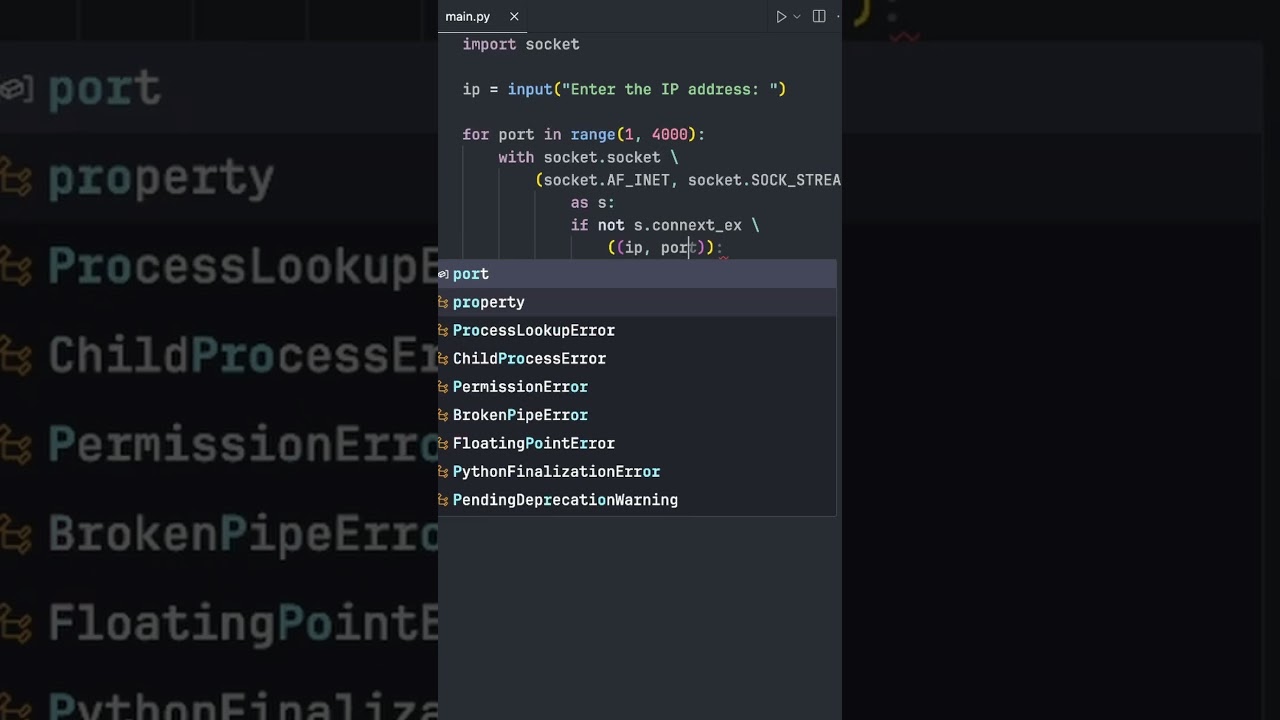 Simple Port Scanner in Python 🐍 | #shorts #python