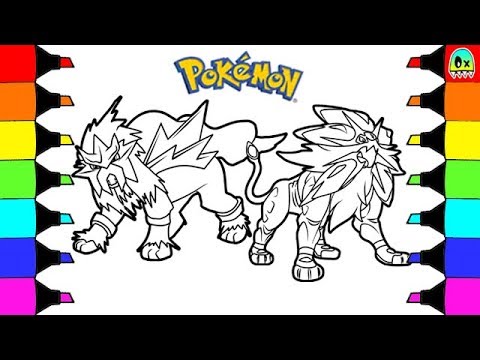 Coloring Pages Pokemon Entei and Solgaleo colouring for children