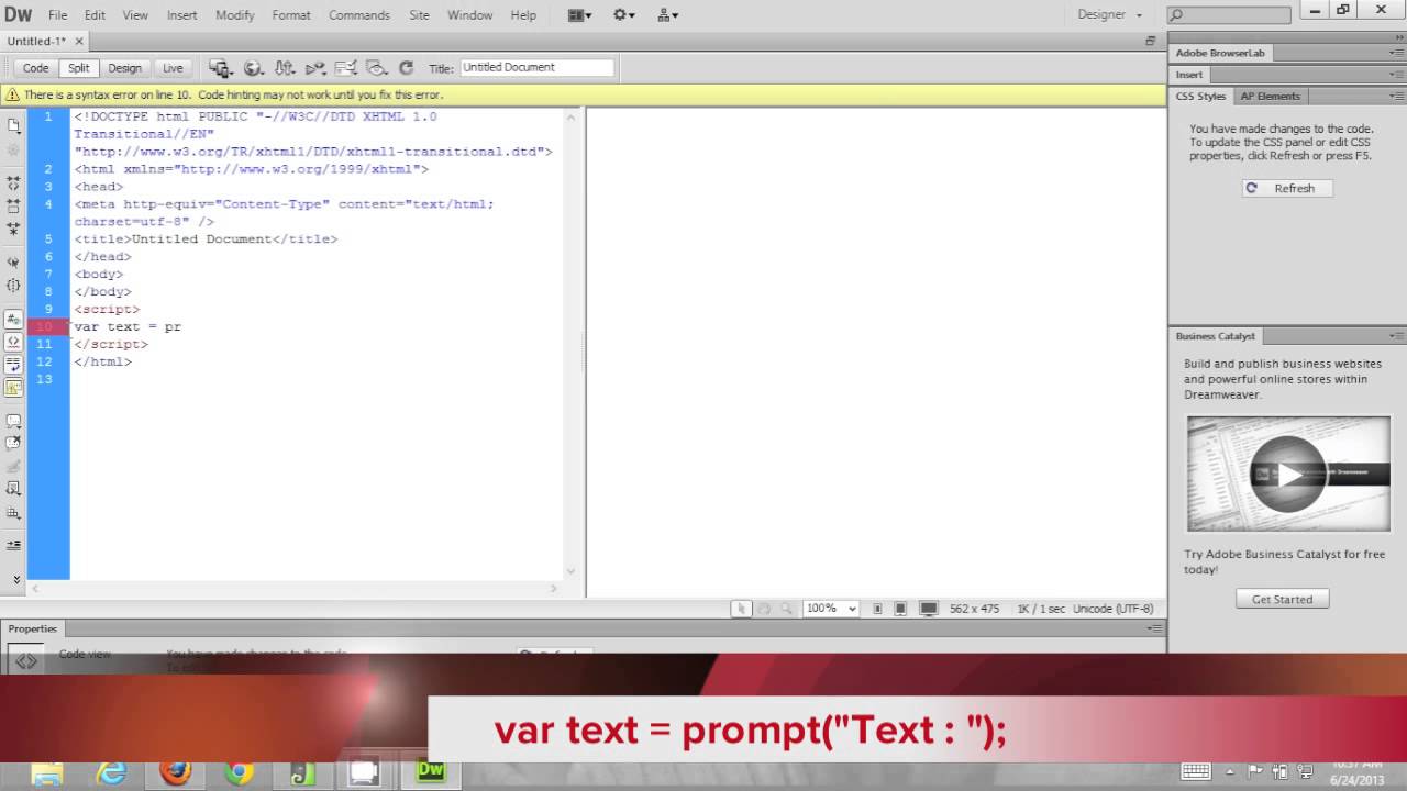 Javascript Tutorials 5  - user input (prompt)