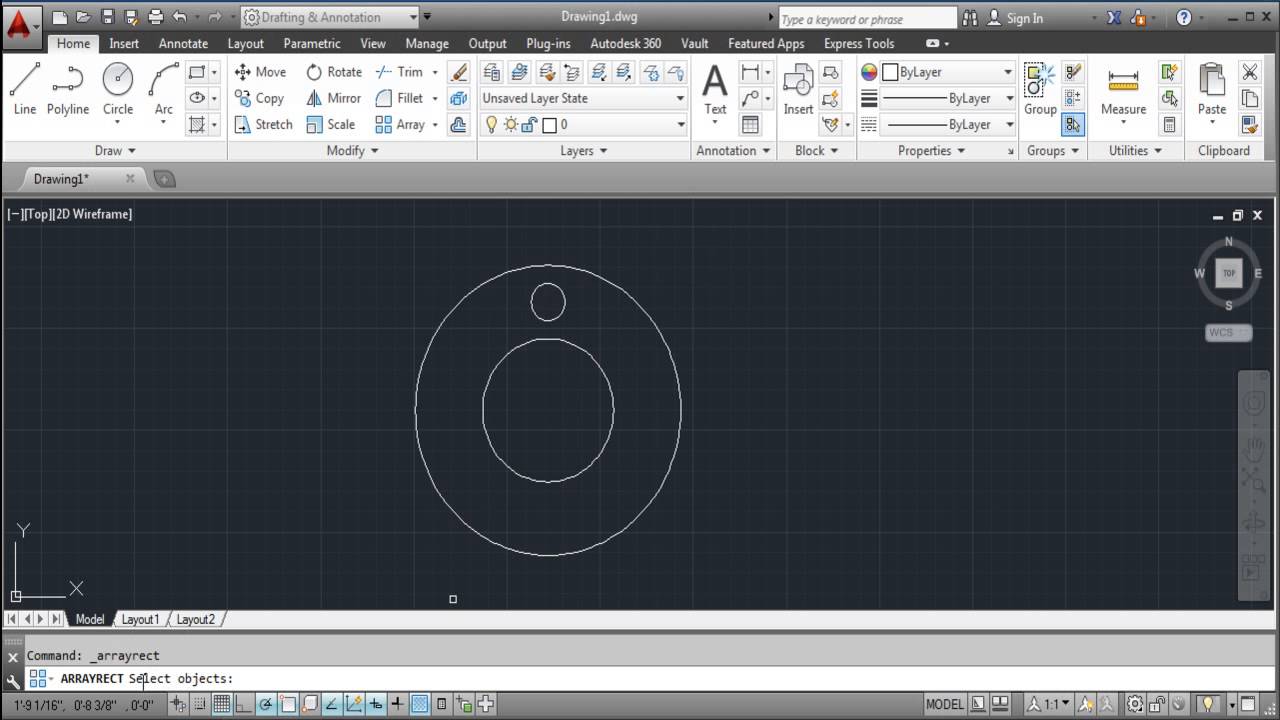 7 trim and array Autocad Command