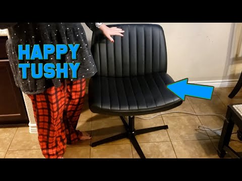 Review of Armless Office Chair Cross Legged, Wide Desk