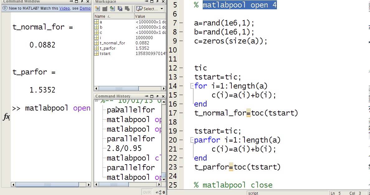 MATLAB Parallel For Loops