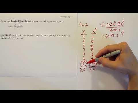 How to calculate the sample standard deviation for a set of values
