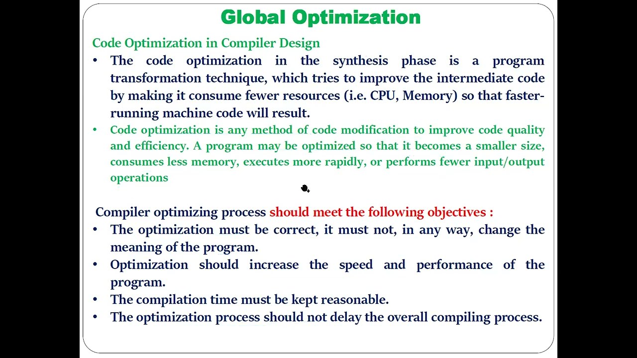 Global Optimization With Example   Control Flow Analysis   Data Flow Analysis with Example  720p