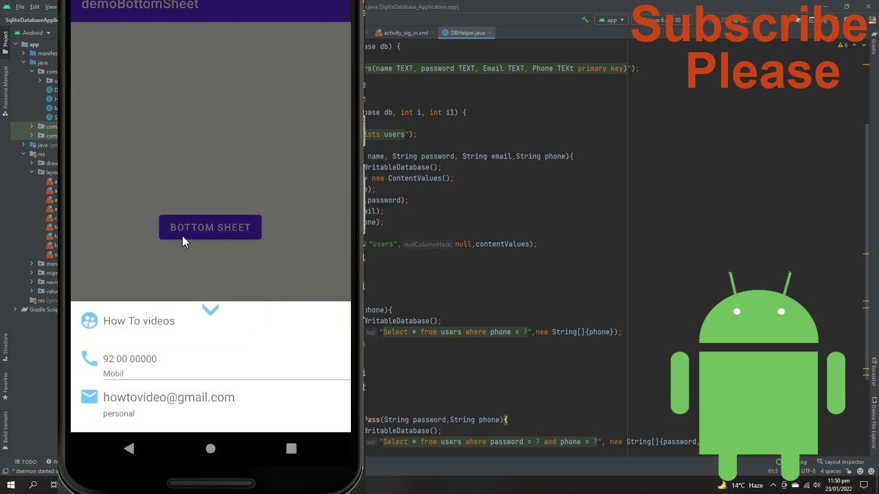 Bottom sheet dialog (android studio) (android tutorials)