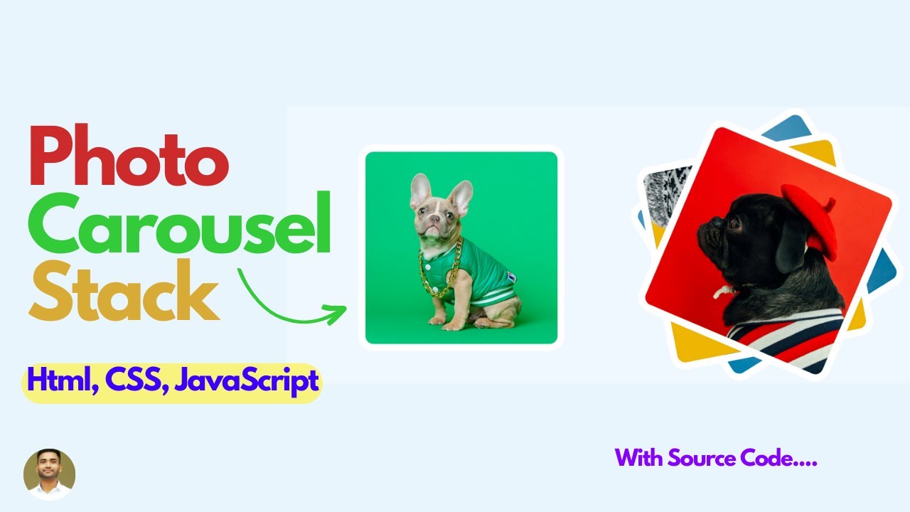 Stacked Photo Carousel Using Html CSS and JavaScript | Stacked Photo Carousel Tutorial