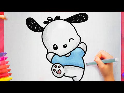 How to draw Pochacco from Sanrio Hello Kitty step by step easy