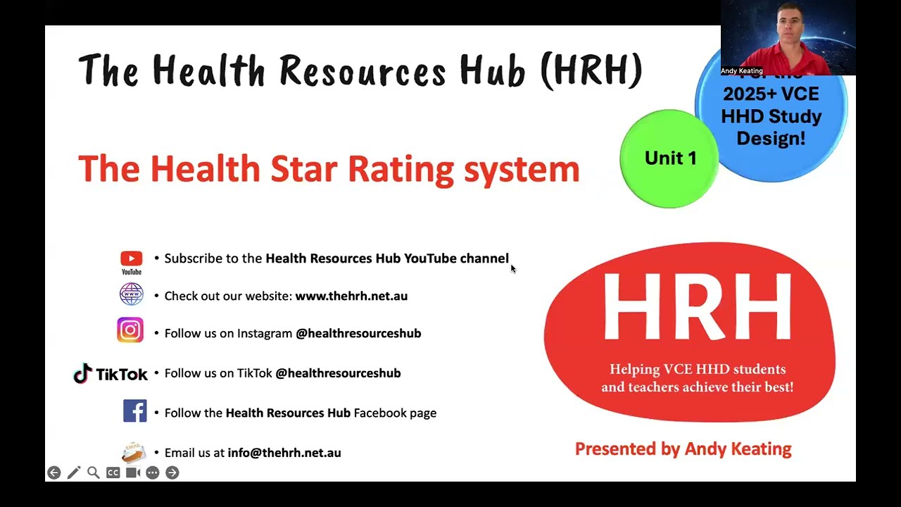 The Health Star Rating system (Unit 1).