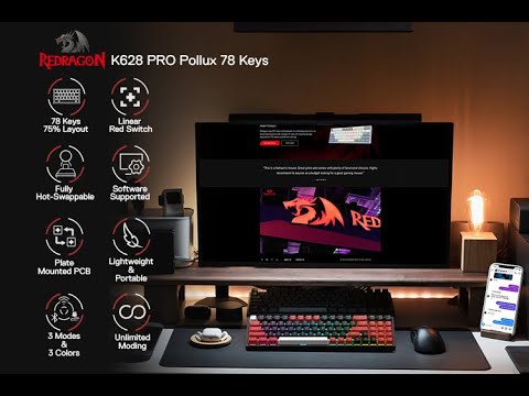 Redragon K628 Pro Keyboard's Backlit Show with Music Reaction Modes (Setting with Driver)