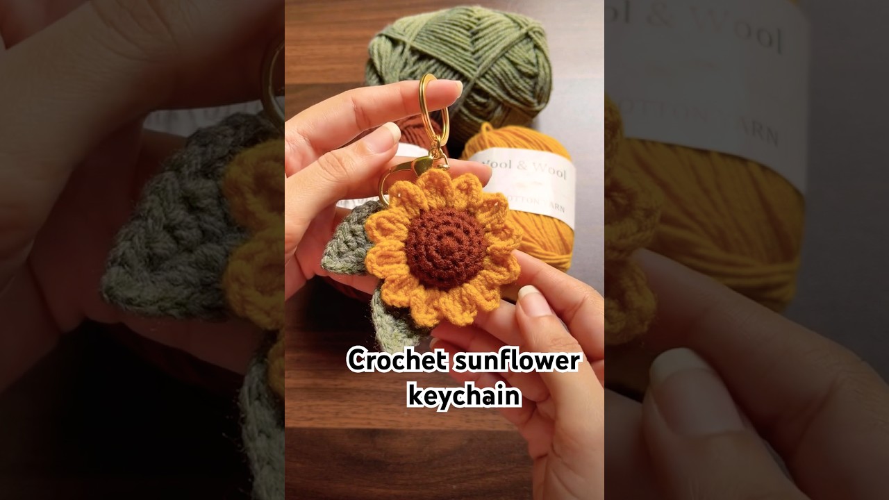 Crochet sunflower keychain 🌻 #crochet #sunflower #handmade #yarn