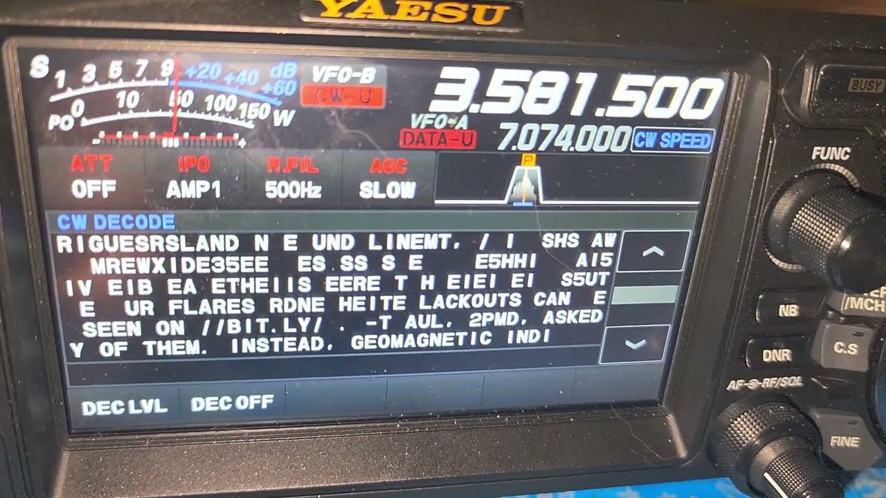 Yaesu FTdx10 Playing around with the CW Morse code decoder
