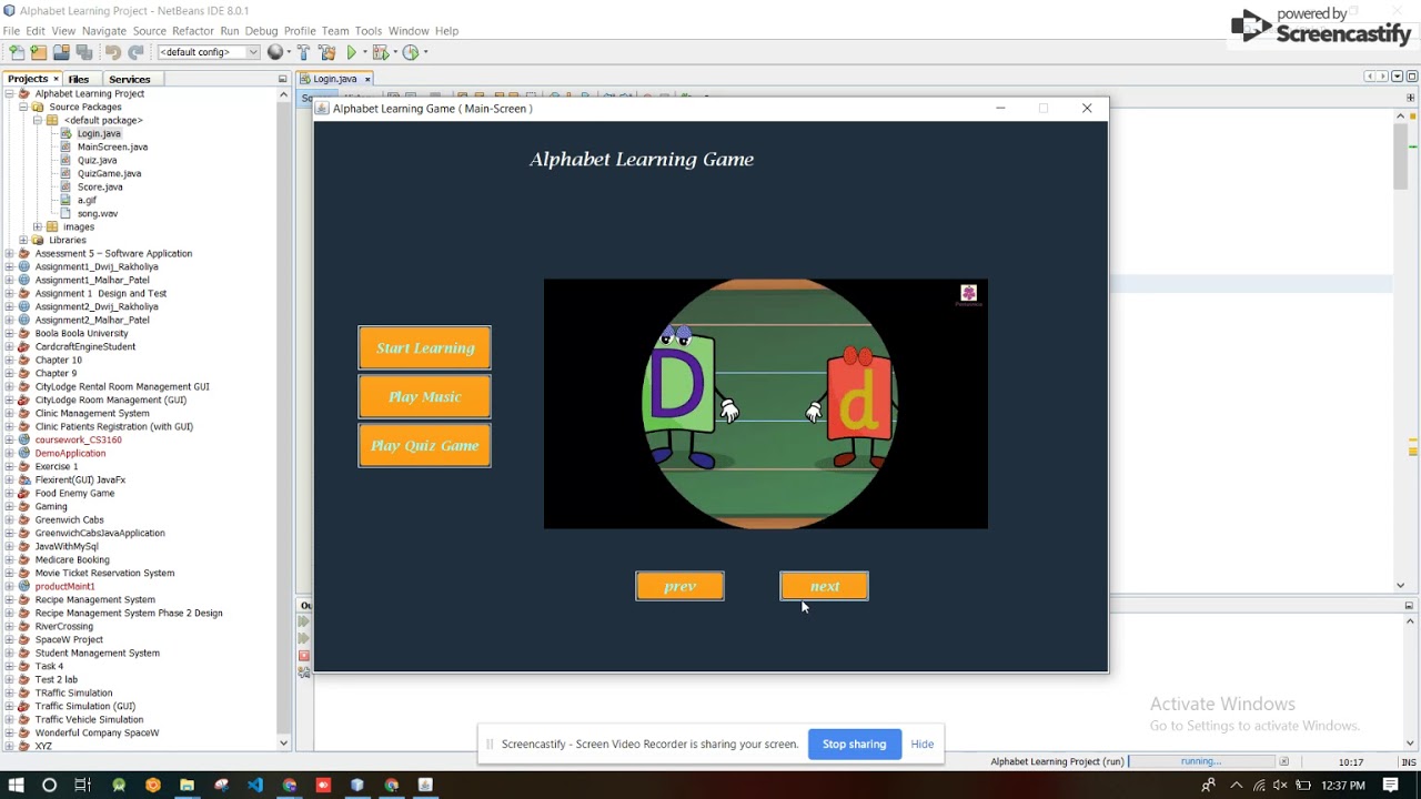 Alphabet Learning Game with Song(Java Swing & Java GUI)