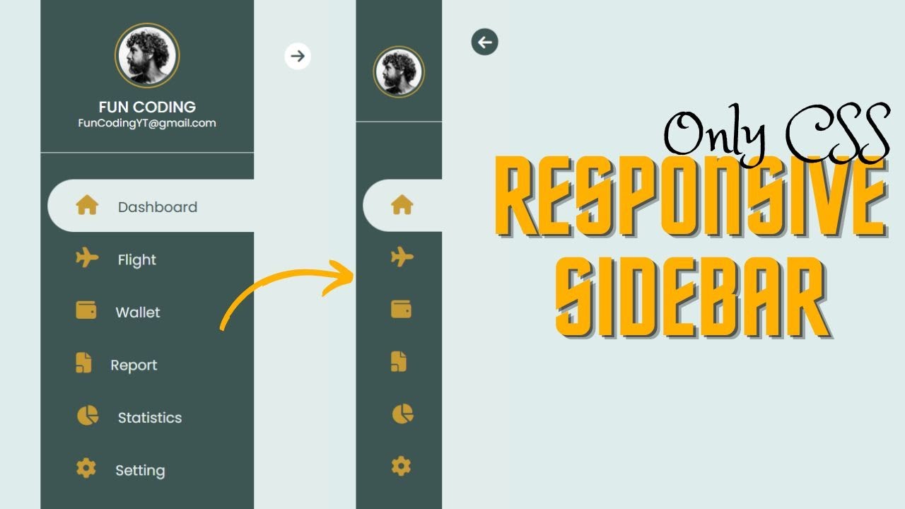 Responsive Sidebar Using Only HTML & CSS | Animated Sidebar Menu