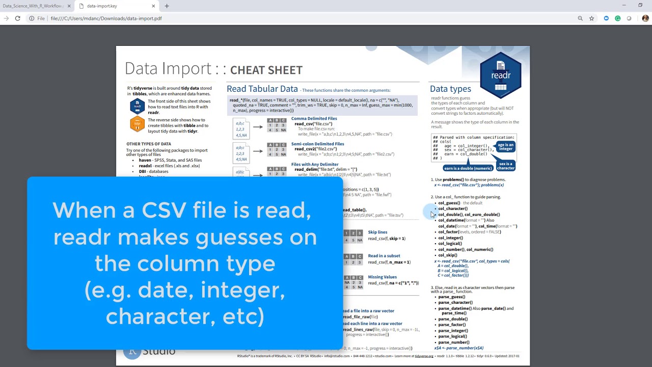 Data Import in R - readr | R Cheat Sheets