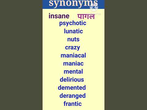 synonym for the word insane meaning of insane in Hindi पागल #english #dailyvocabshorts