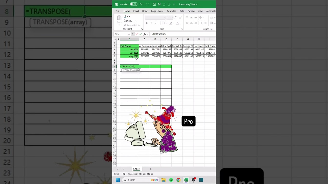 Flip table data with one code‼️ #cheatsheets #excel #googlesheets