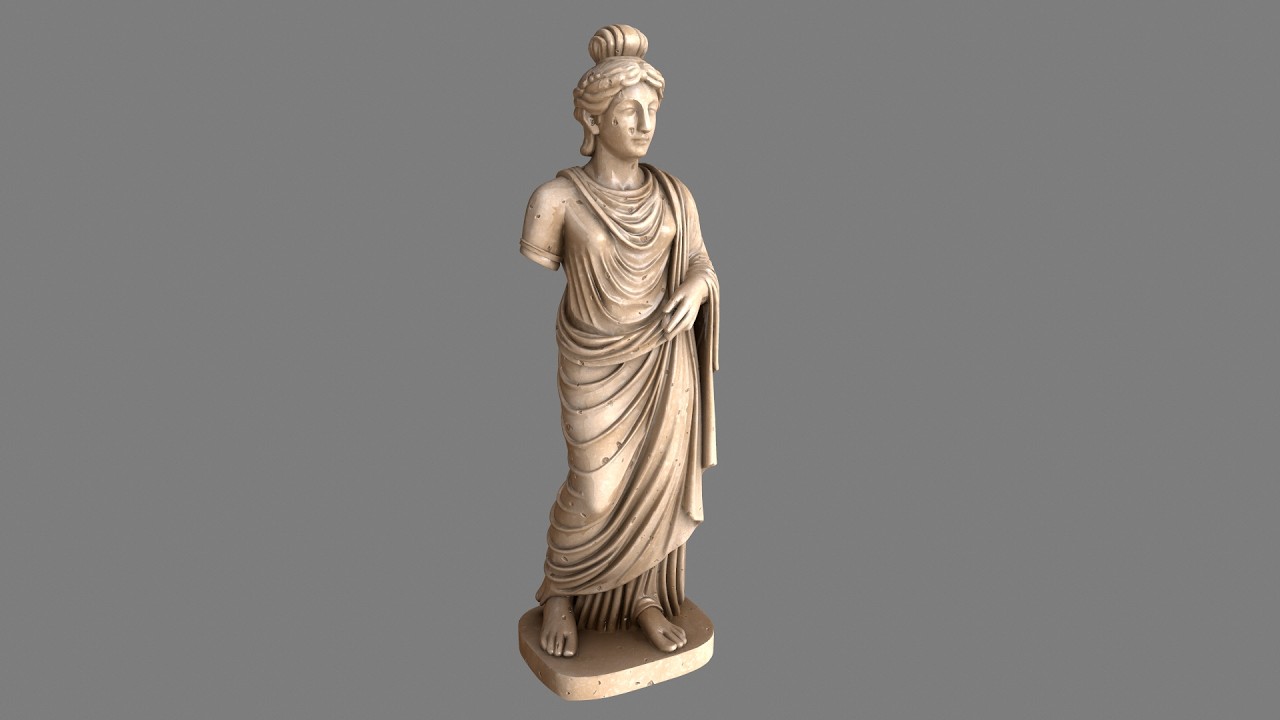 Ancient Statue Game-Ready Low Poly 3d Model