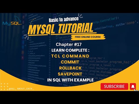 Chapter-17 : TCL Command (Commit , Rollback & Savepoint) in SQL with example | MySQL database
