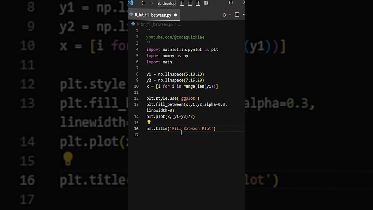 Matplotlib Tutotial #8 | Fill-Between Plot | CodeQuickiee  #python #pythontutorial #code