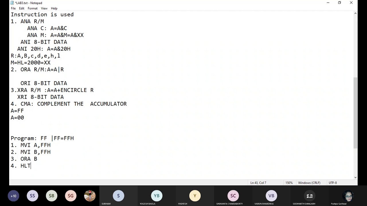 MICROPROCESSOR lab3 logical operation