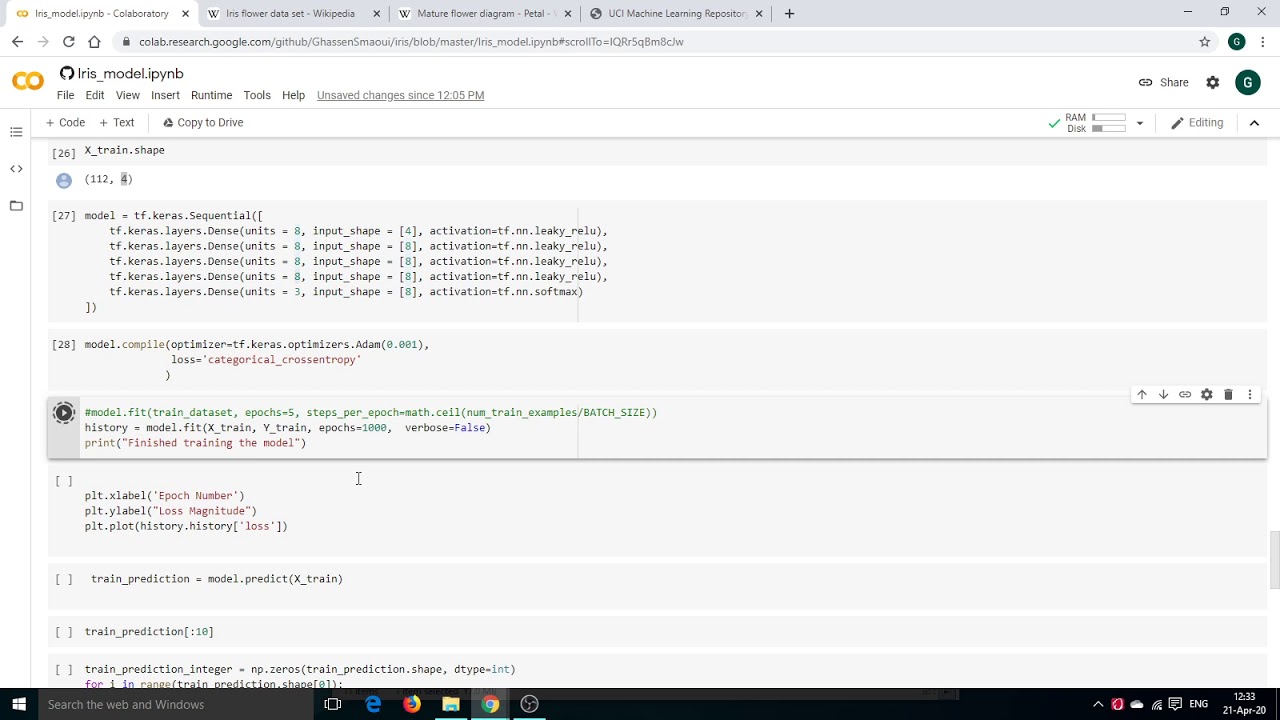 Machine Learning Model for Iris Dataset Using Tensorflow 2.0 with 100% accuracy - Part 3