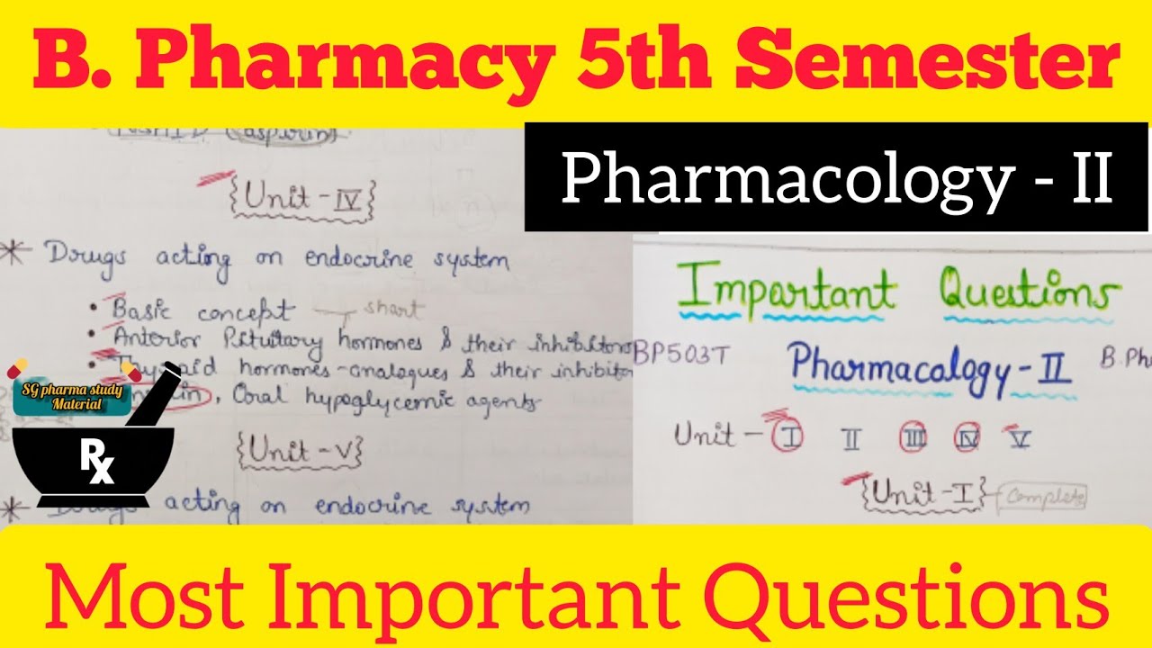 B Pharm 5th Sem.ll Important Topics & Questions ll Pharmacology 2 ll General Introduction