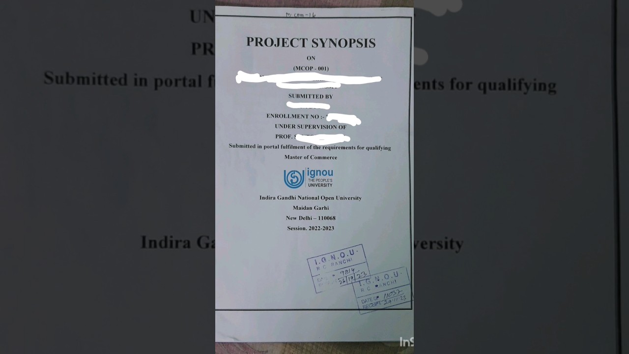 MCOP-001 synopsis ka front page me kya likhna hai and index me kya likhna ha full video jarur dekhe