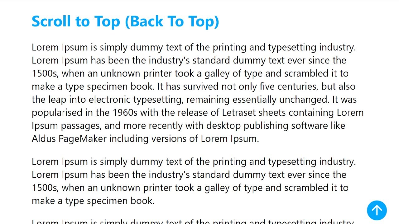 React Scroll to Top (Back To Top)