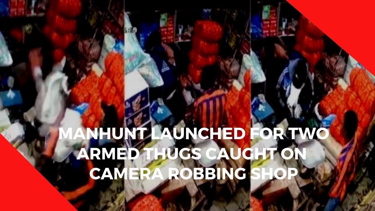 Manhunt launched for two armed thugs caught on camera robbing shop