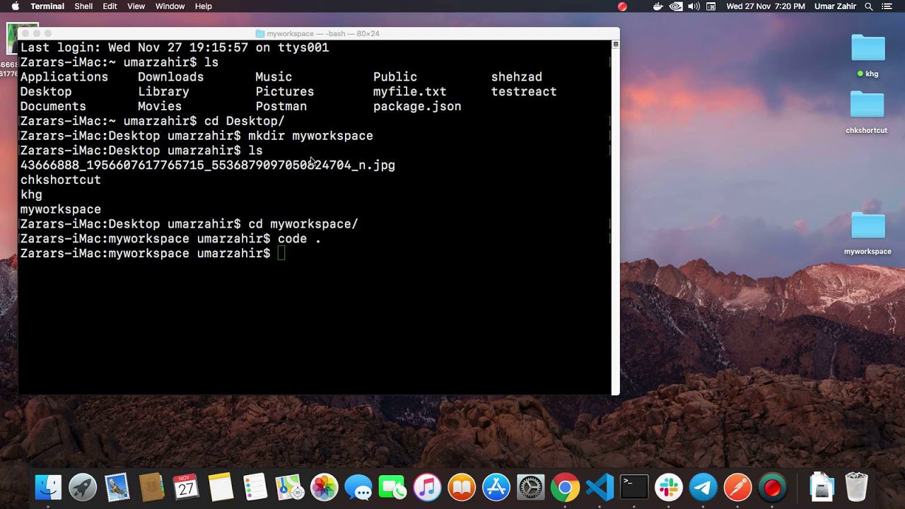 create project folder & open in vs code using command line mac