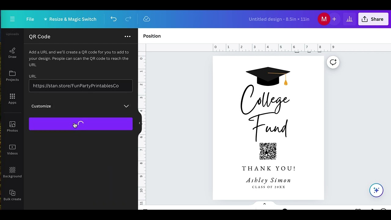 Adding a QR Code To Your Graduation Sign Template