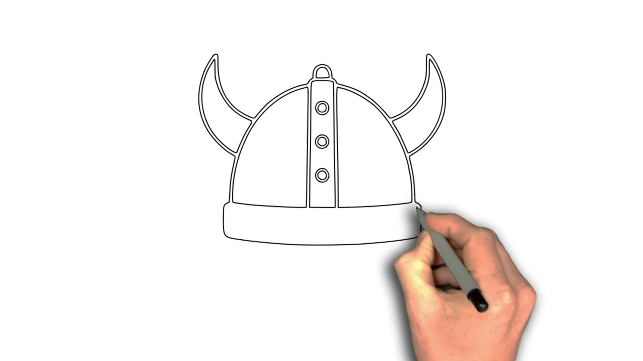 Viking helmet drawing image, Historic Viking Helm Symbol – Precise Single-Line Art