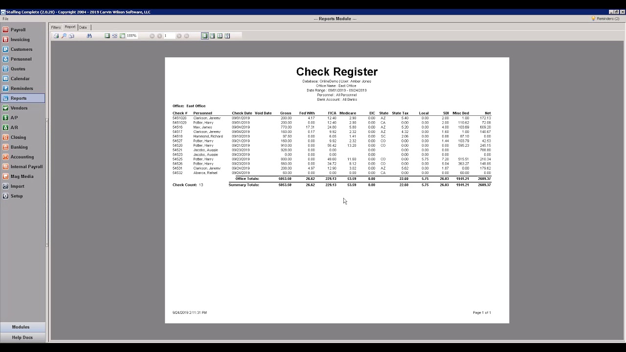 Report Module Overview - Staffing Complete