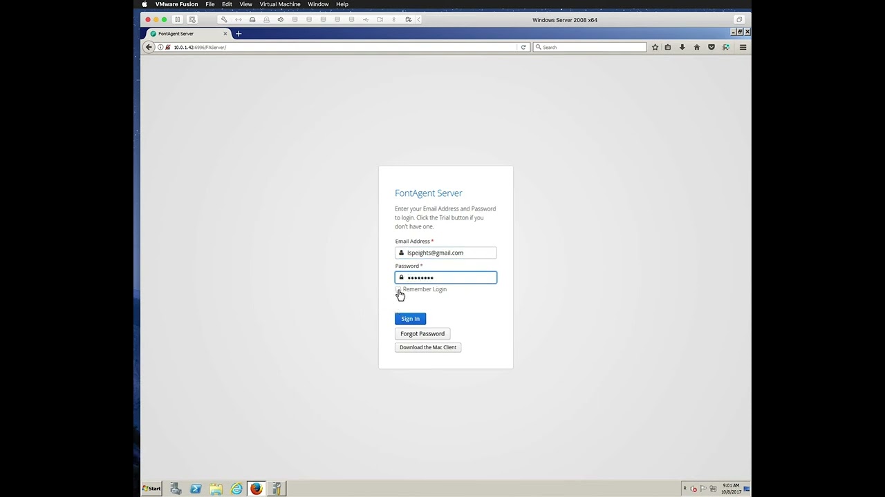 FontAgent Server Overview Web Interface access and configuration