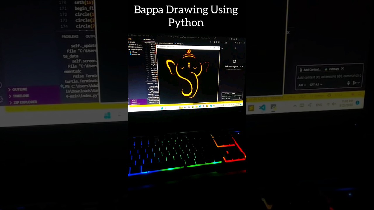Ganpati Bappa Drawing Using Python #shorts #viral #python #programming #sketch #drawing #bappa #yt