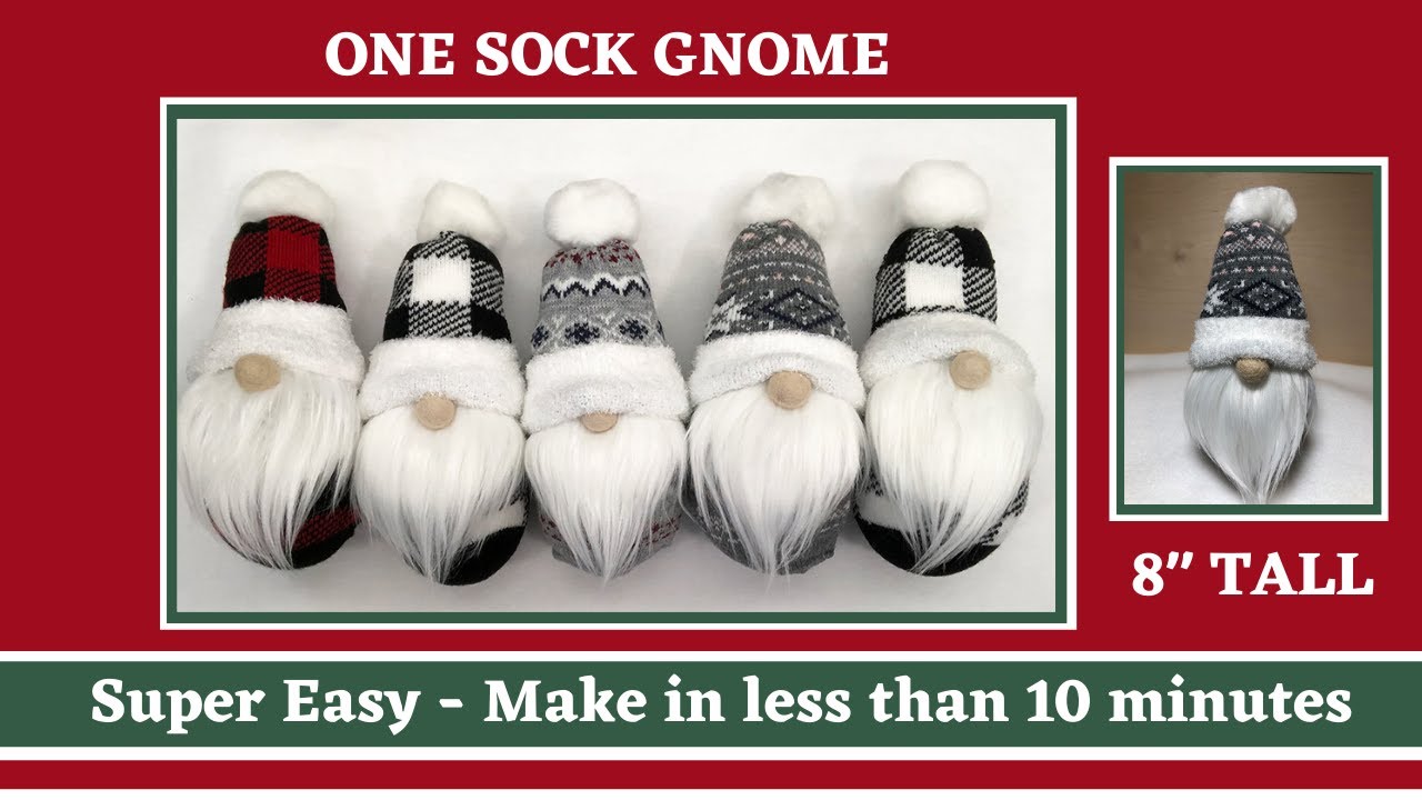 One Sock diy Gnome - Super Easy in less than 10 minutes - No sew gnomes - Christmas gnome