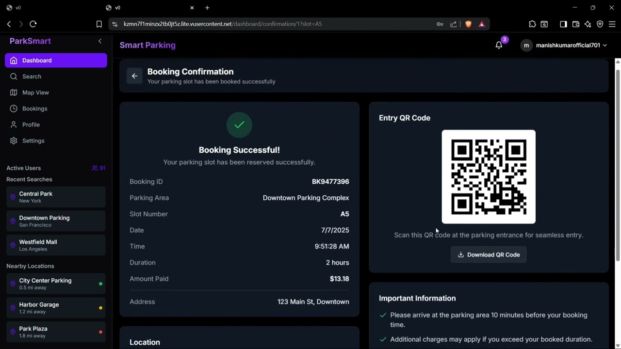 Smart Parking System Demo | Real-time Occupancy & Seamless Booking