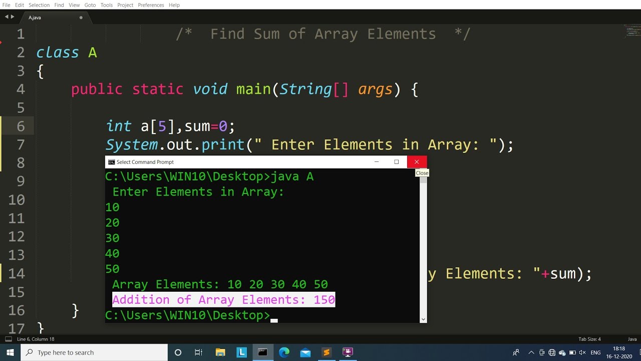 Java program to Add array elements | Sum of Array Elements in Java