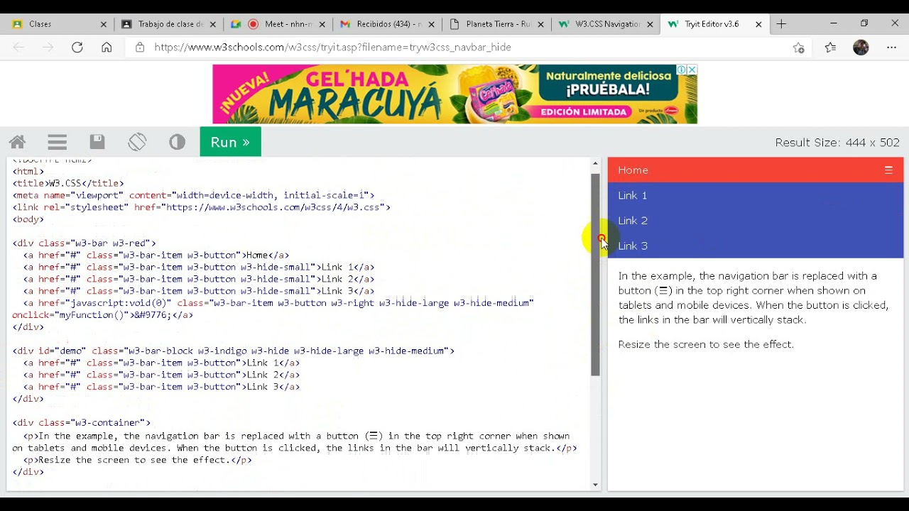 HTML, W3.CSS navigation