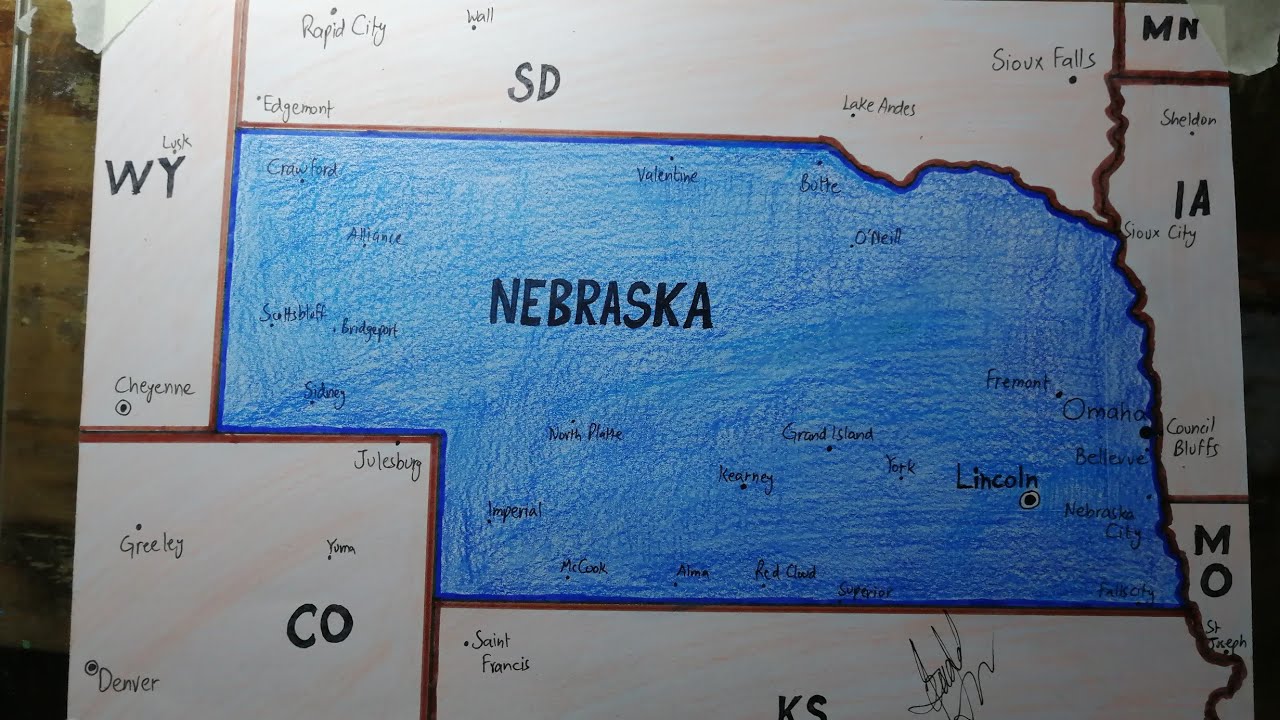 How to draw Nebraska map easy SAAD