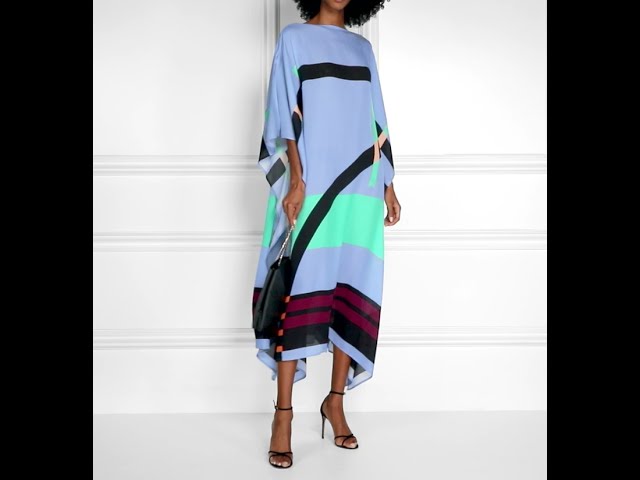 Digital Printed Kaftan - Women Printed Satin Silk Boat Neck Kaftan ...