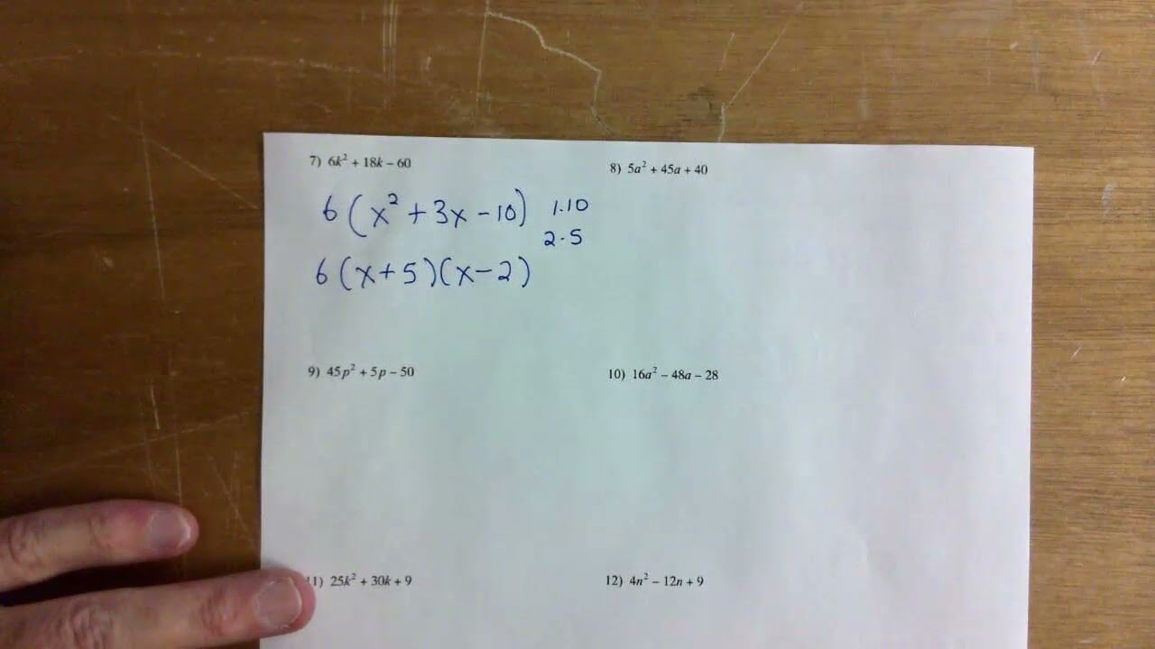 Review worksheet - practice factoring Quadratics - odd problems